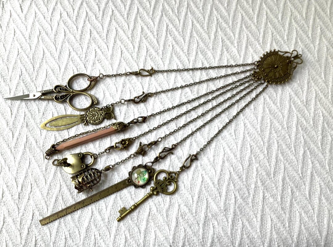 Victorian Style Chatelaine, Vintage Style Bronze Chatelaine, Sewing ...
