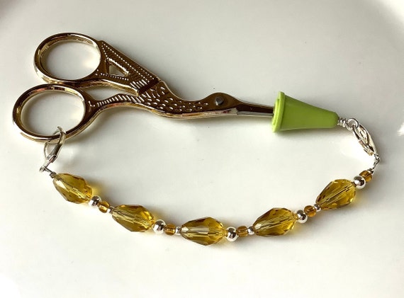 Yellow Crystal Scissor Fob Scissor Keeper Scissor Tip - Etsy