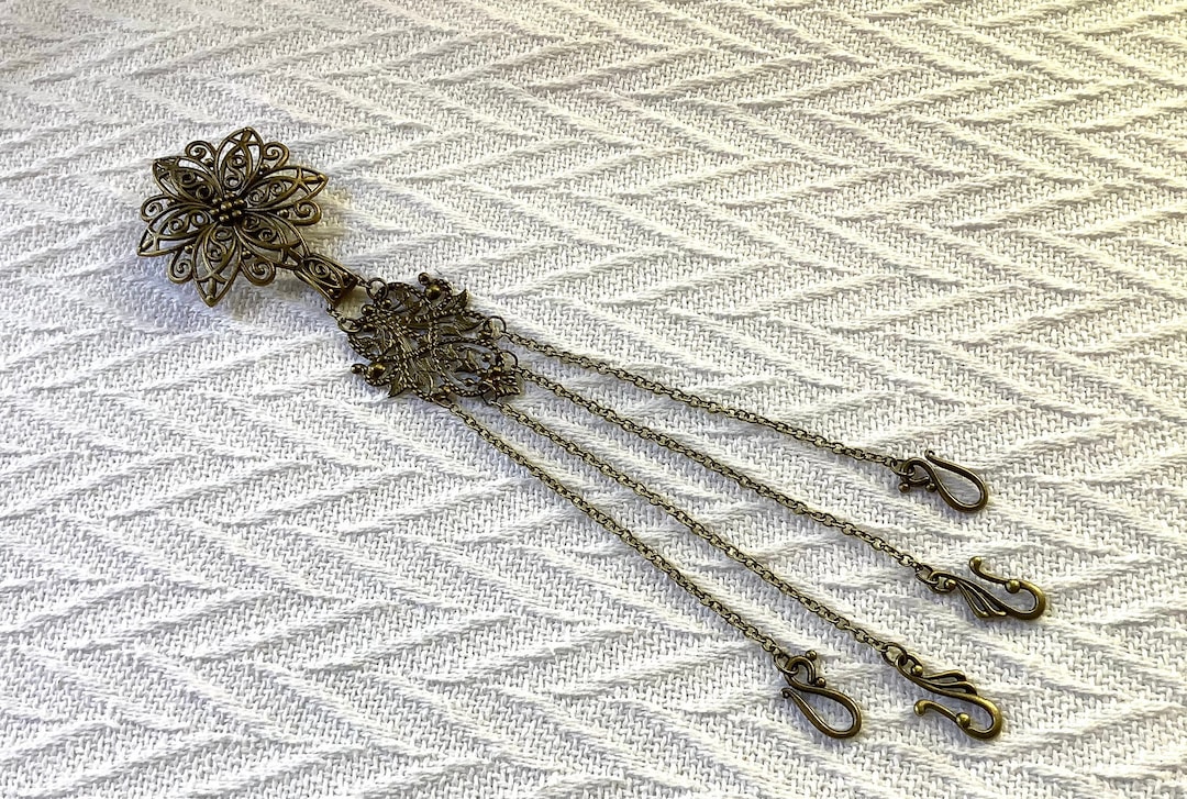 Victorian Style Chatelaine, Vintage Style Bronze Chatelaine, Sewing ...