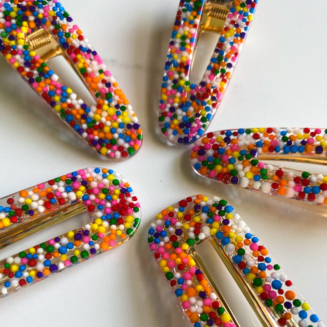 Rainbow Barrette/rainbow Sprinkle Barrette/resin Hair Clip/funfetti ...