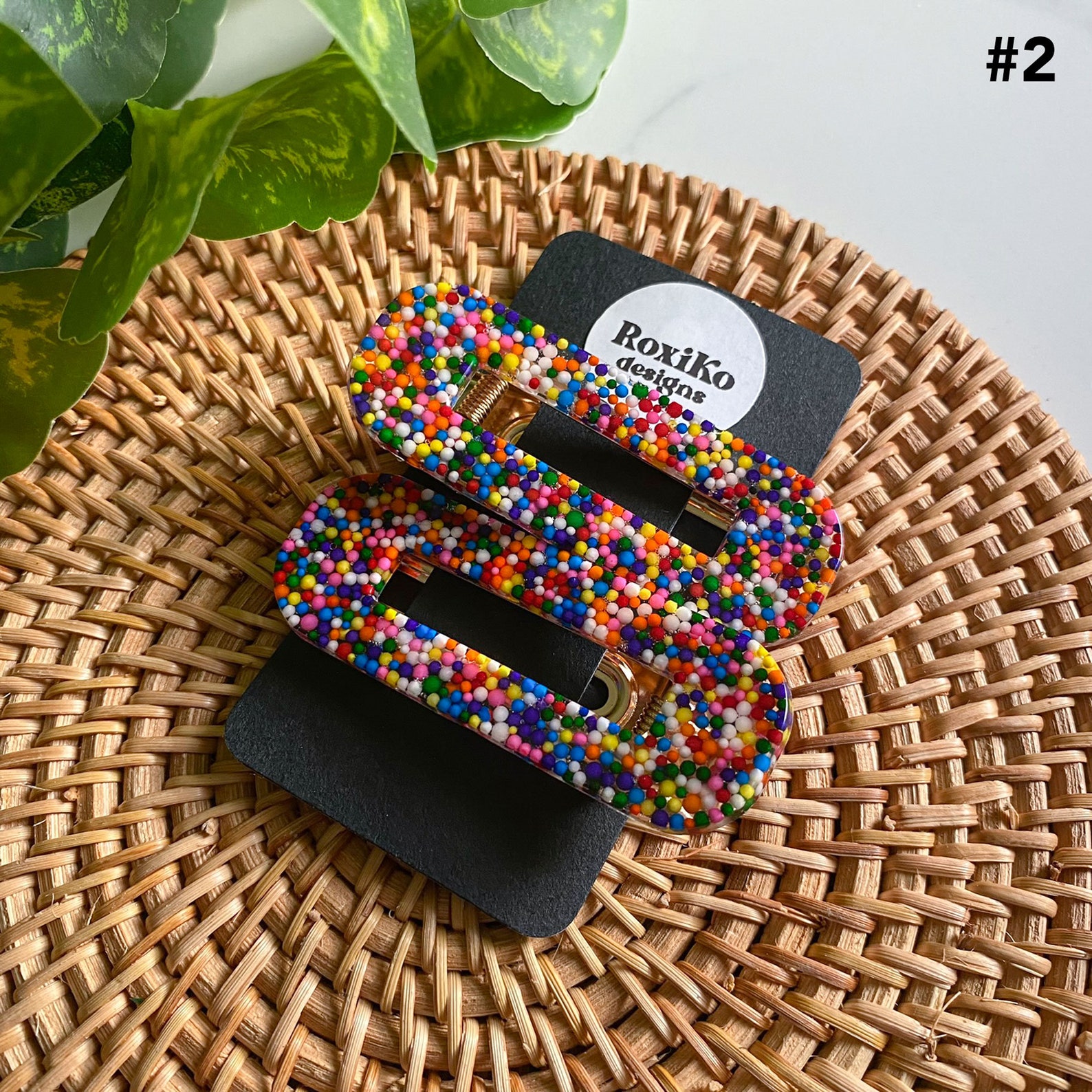 Rainbow Barrette/rainbow Sprinkle Barrette/resin Hair Clip/funfetti ...