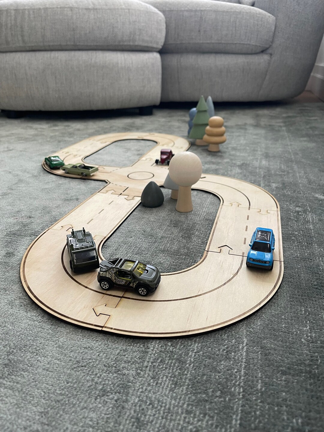 Figure 8 Wooden Road Track Play Set 11 Piece Montessori Open Ended Play ...
