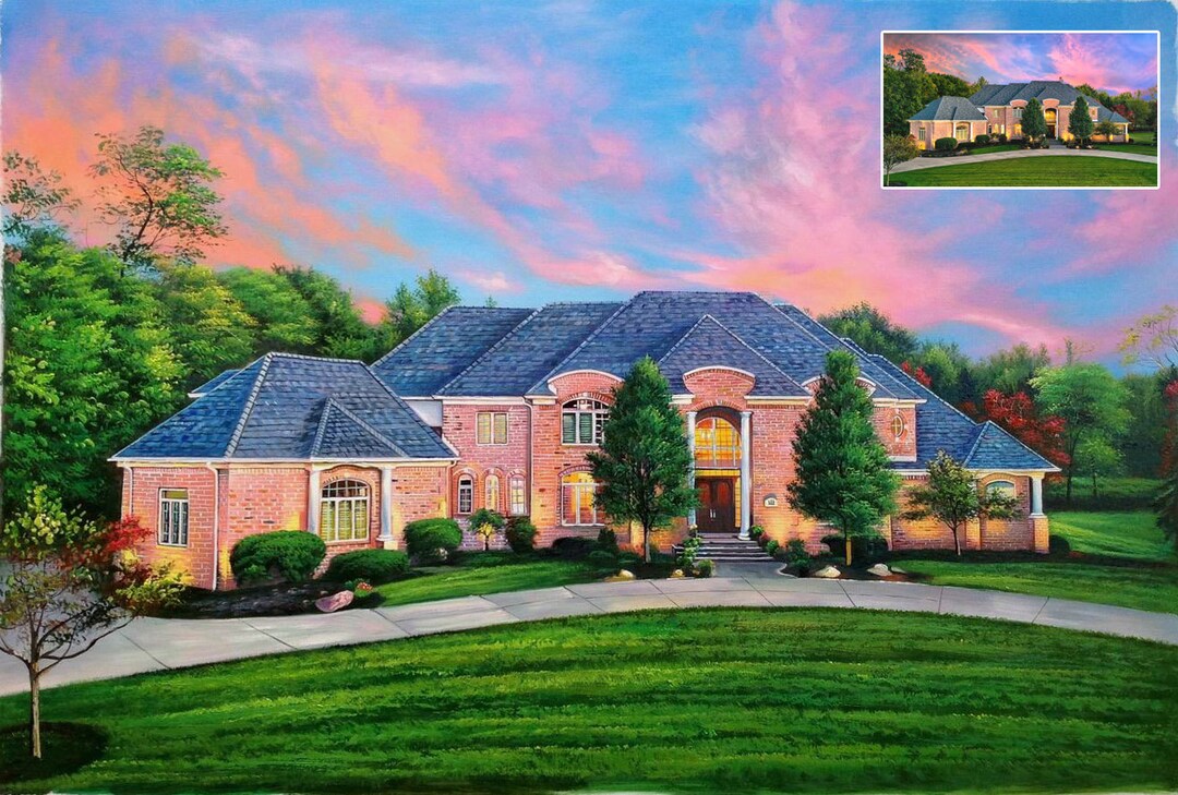 Custom House Painting, Original Oil Painting, Hand Painted Oil Portrait ...