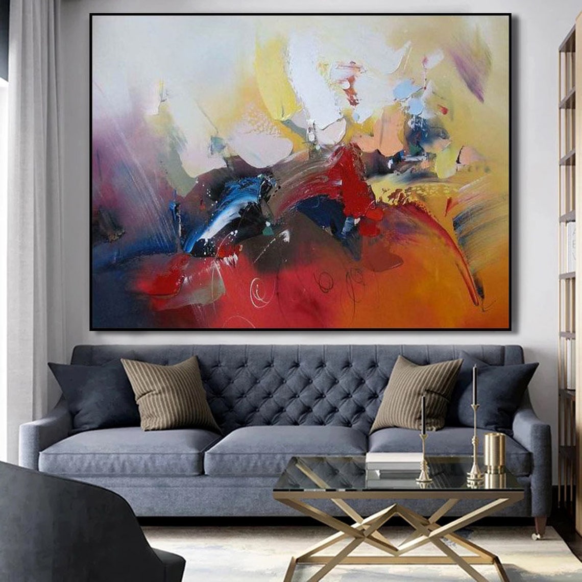 Pintura abstracta original Arte mural contemporáneo Gran | Etsy
