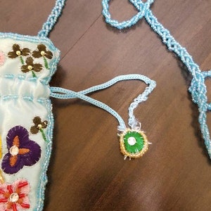 Adorable Light Sky Blue Draw String Beaded Bag Repair Project Challenge ...
