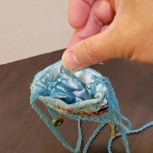 Adorable Light Sky Blue Draw String Beaded Bag Repair Project Challenge ...