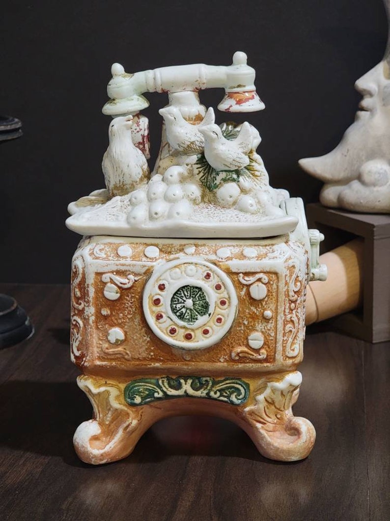 Toscano Antique 1940's Telephone Style Rotary Phone Ceramic Birds ...