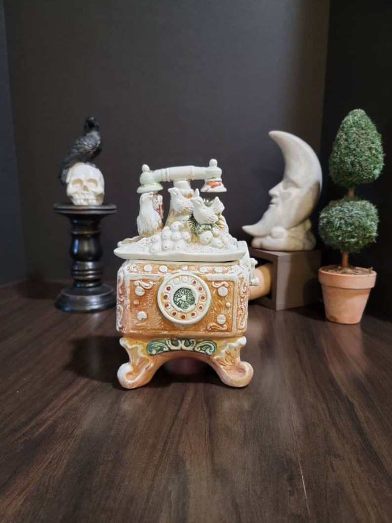 Toscano Antique 1940's Telephone Style Rotary Phone Ceramic Birds ...