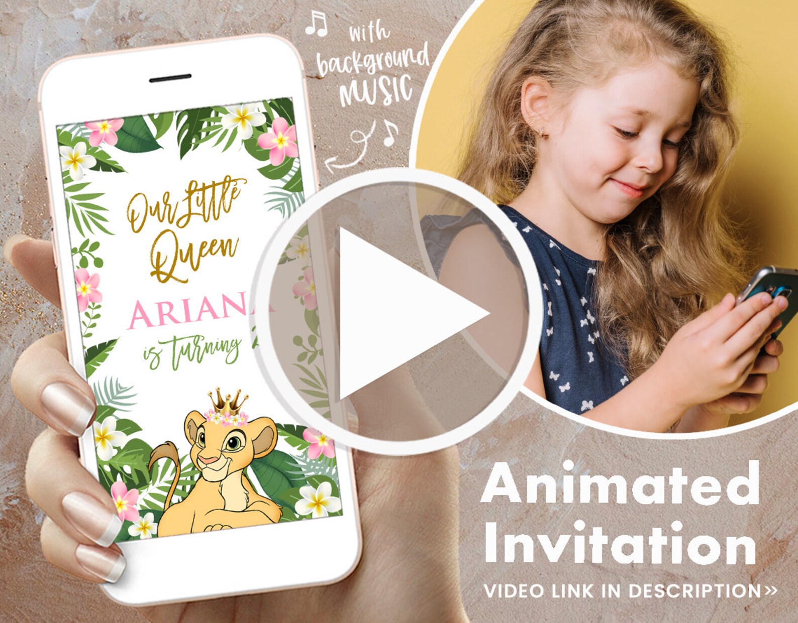 Nala Birthday Lion King Video Invitation Nala Invitation | Etsy