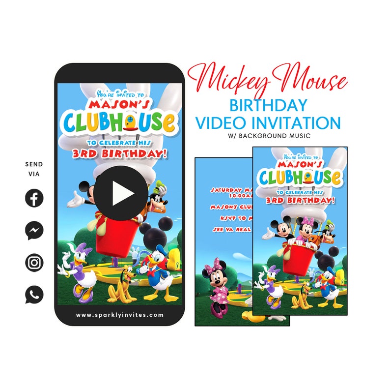 Mickey Mouse Clubhouse Birthday Video Invitation - Etsy