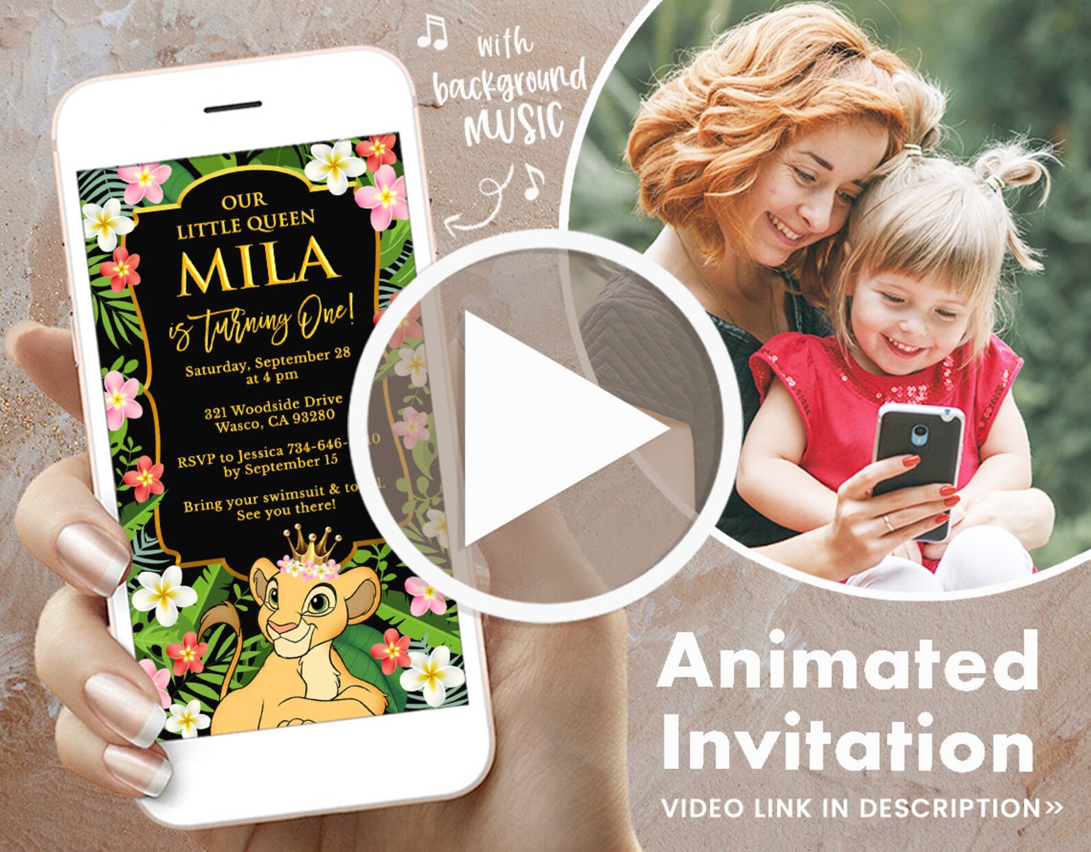 Nala Birthday Lion King Video Invitation Nala Invitation - Etsy