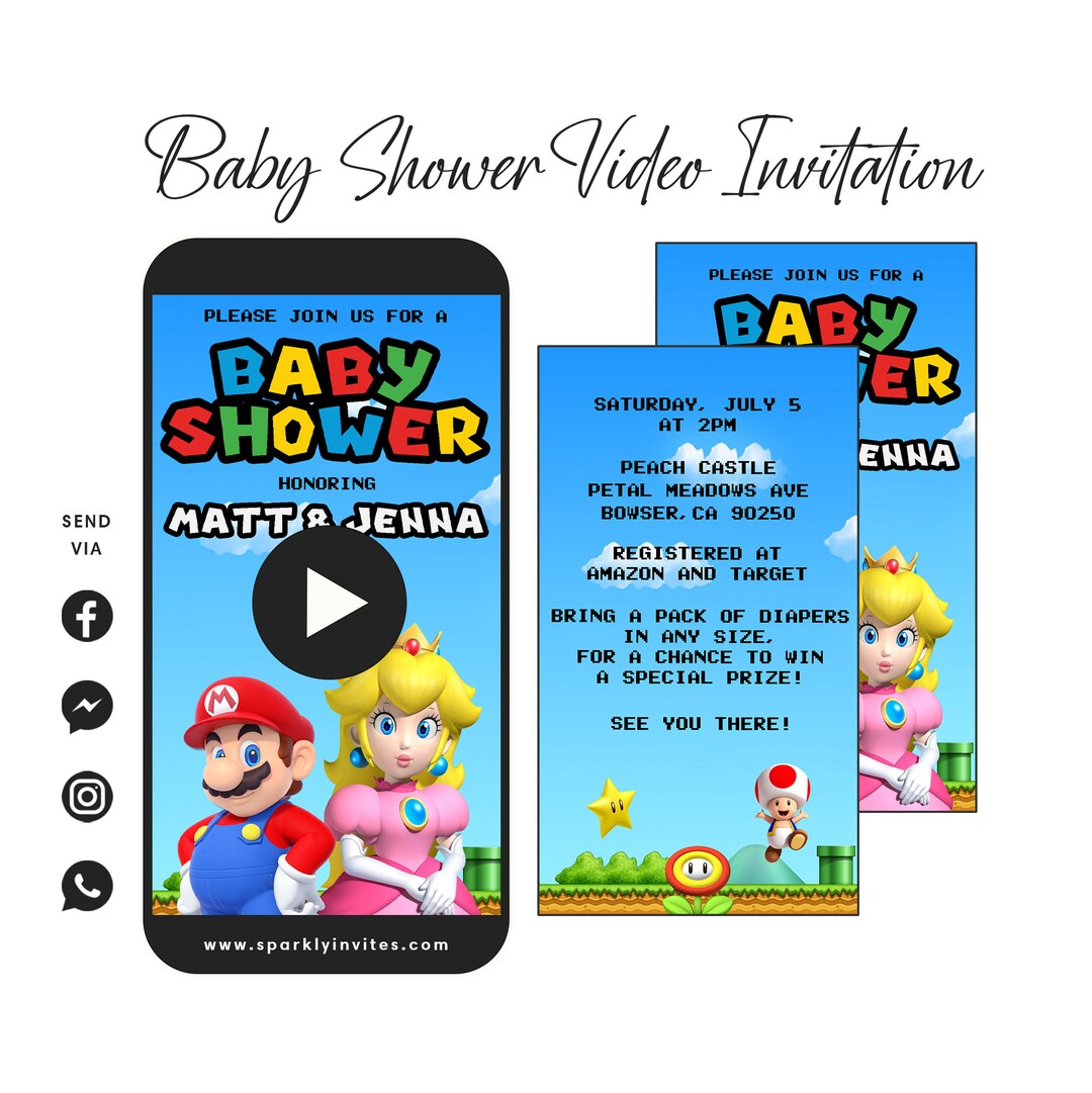 Baby Shower Super Mario Video Invitation, Baby Shower Super Mario Bros ...
