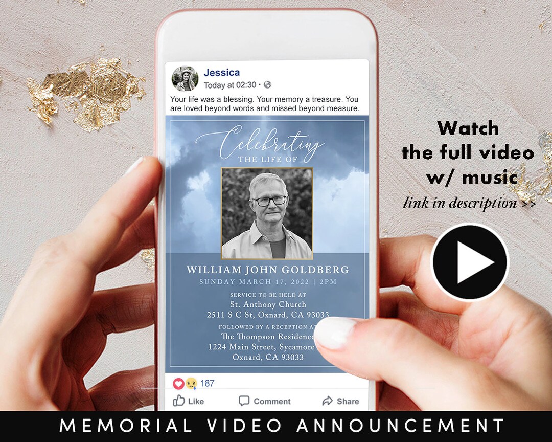 Memorial Video Invitation Funeral Video Invitation Funeral - Etsy