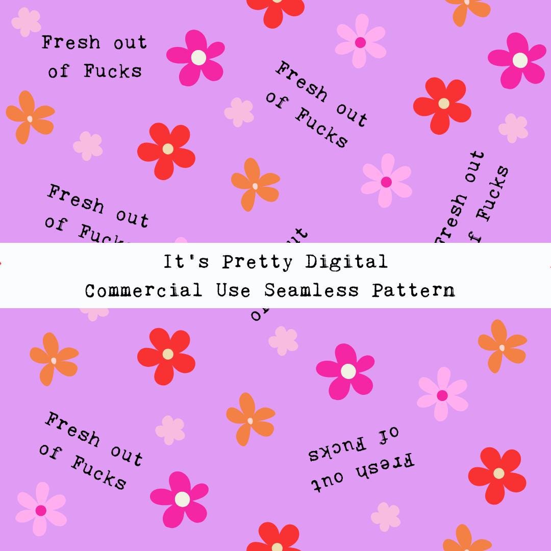 Sassy Sweary Rude Words Commercial Use Seamless Repeat Pattern Digital ...