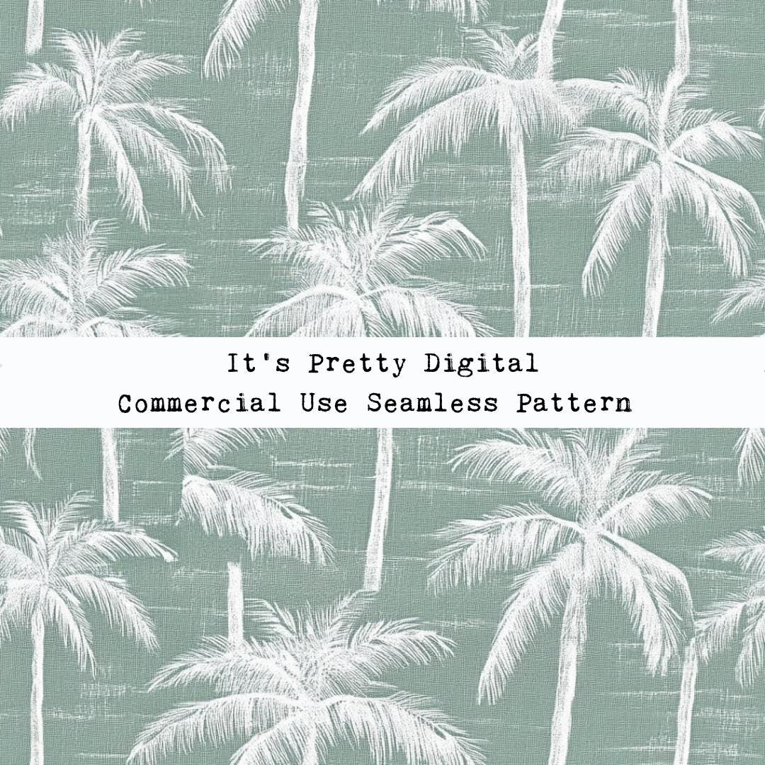 Beachy Rustic Coastal Boho Palm Trees Seamless Repeat Pattern Design ...