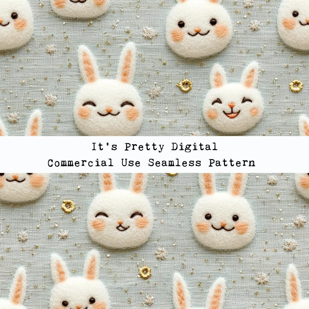 Happy Bunnies Realistic Felt Rabbits Seamless Repeat Pattern Design ...