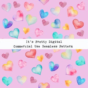 Pink Watercolour Bubble Rainbow Hearts Sublimation Background Fabric ...