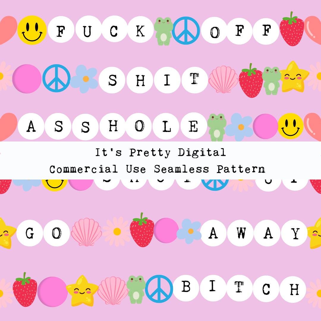 Sassy Sweary Rude Words Swear Beads Seamless Repeat Pattern Design ...