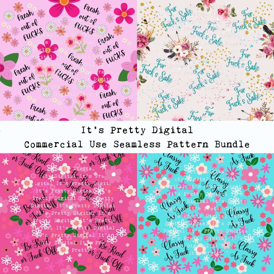 Sweary Sassy Naughty Seamless Patterns Custom Digital Fabric Design ...