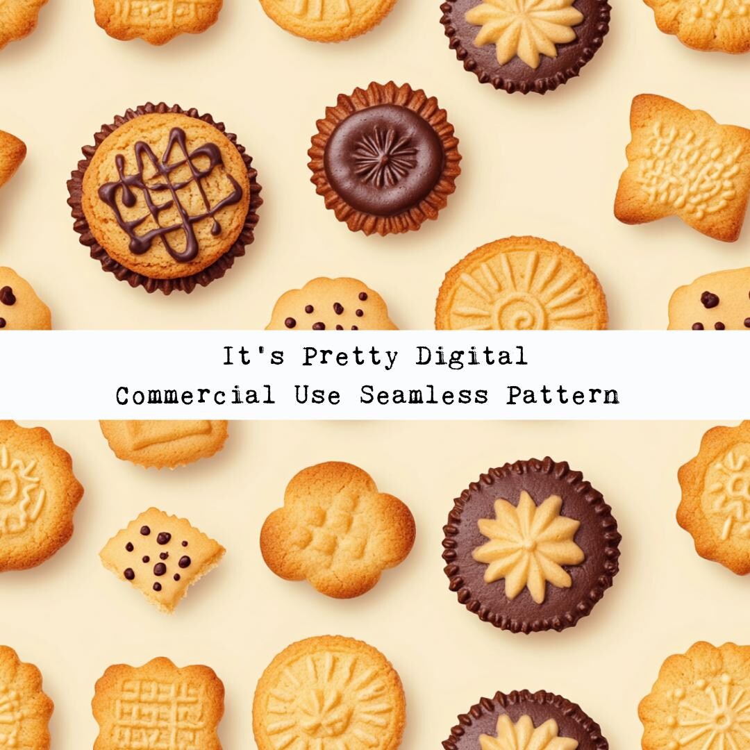 3d Textured Realistic Cookies Choc Chip Biscuit Seamless Repeat Pattern ...