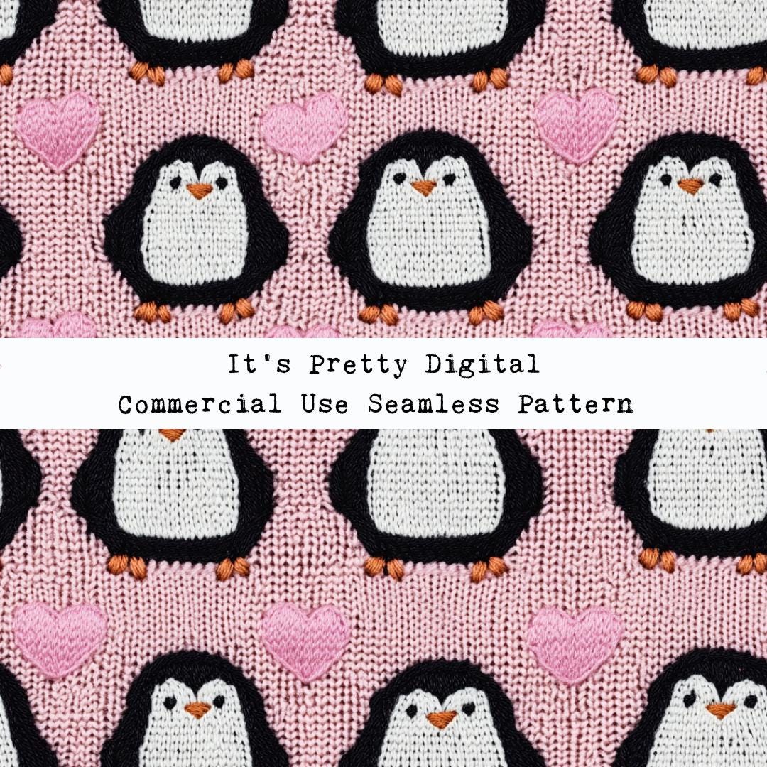 Realistic 3d Knitted Penguins Wool Effect Seamless Repeat Digital ...