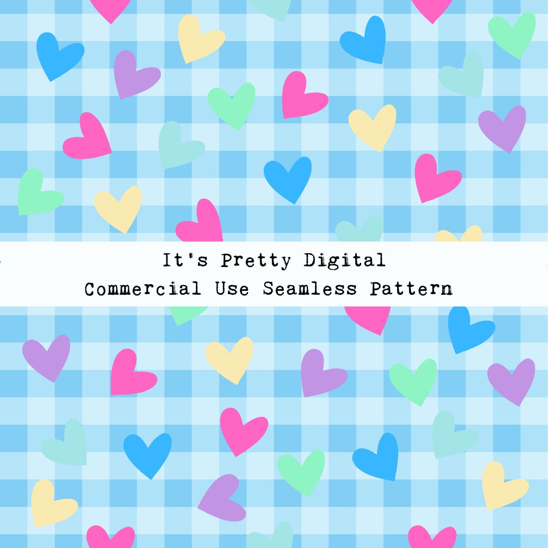 Retro Candy Hearts Seamless Rainbow Digital Backgrounds Sublimation ...