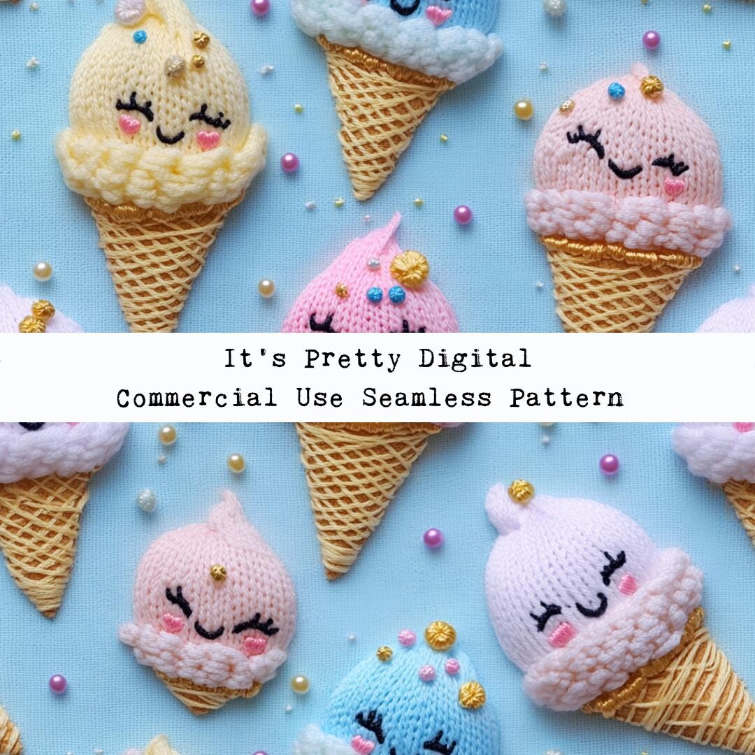 Knitted Icecream Cones Realistic 3d Three Dimensional Texture Seamless ...