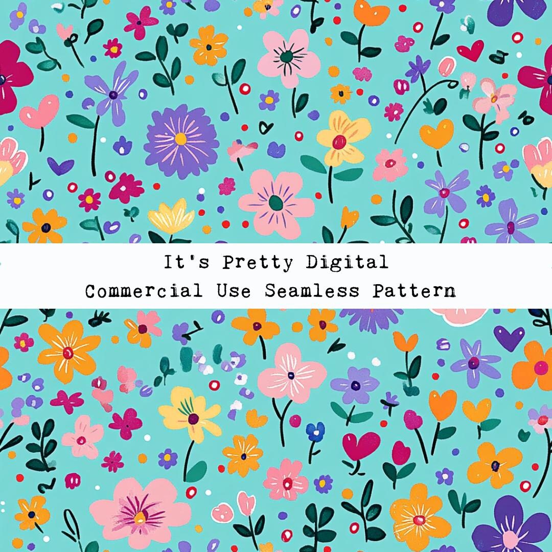 Ditzy Floral Retro Flowers Seamless Repeat Pattern Design Custom Fabric ...