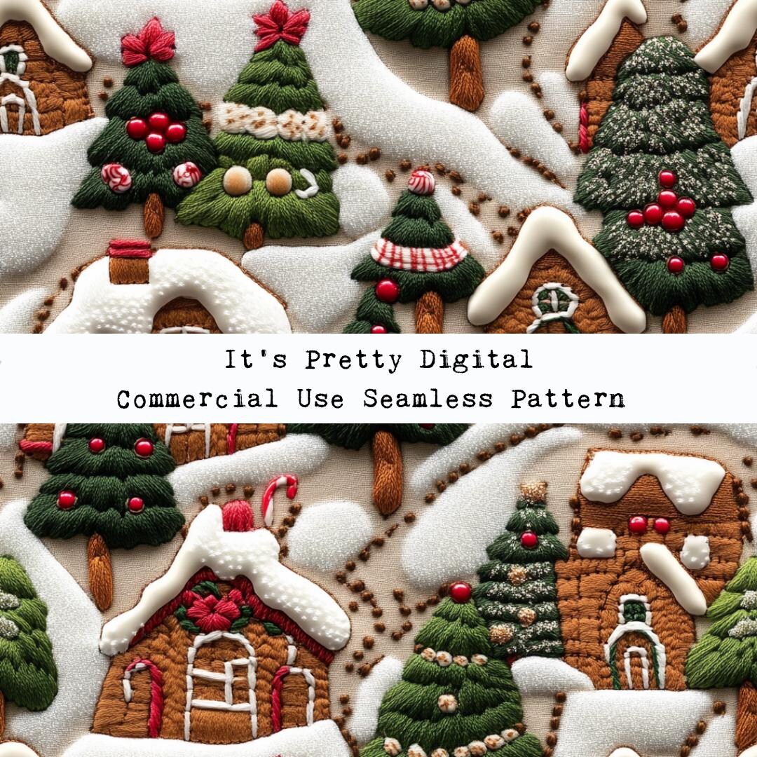 Realistic Snow Gingerbread Village Houses Realistic Seamless Repeat ...