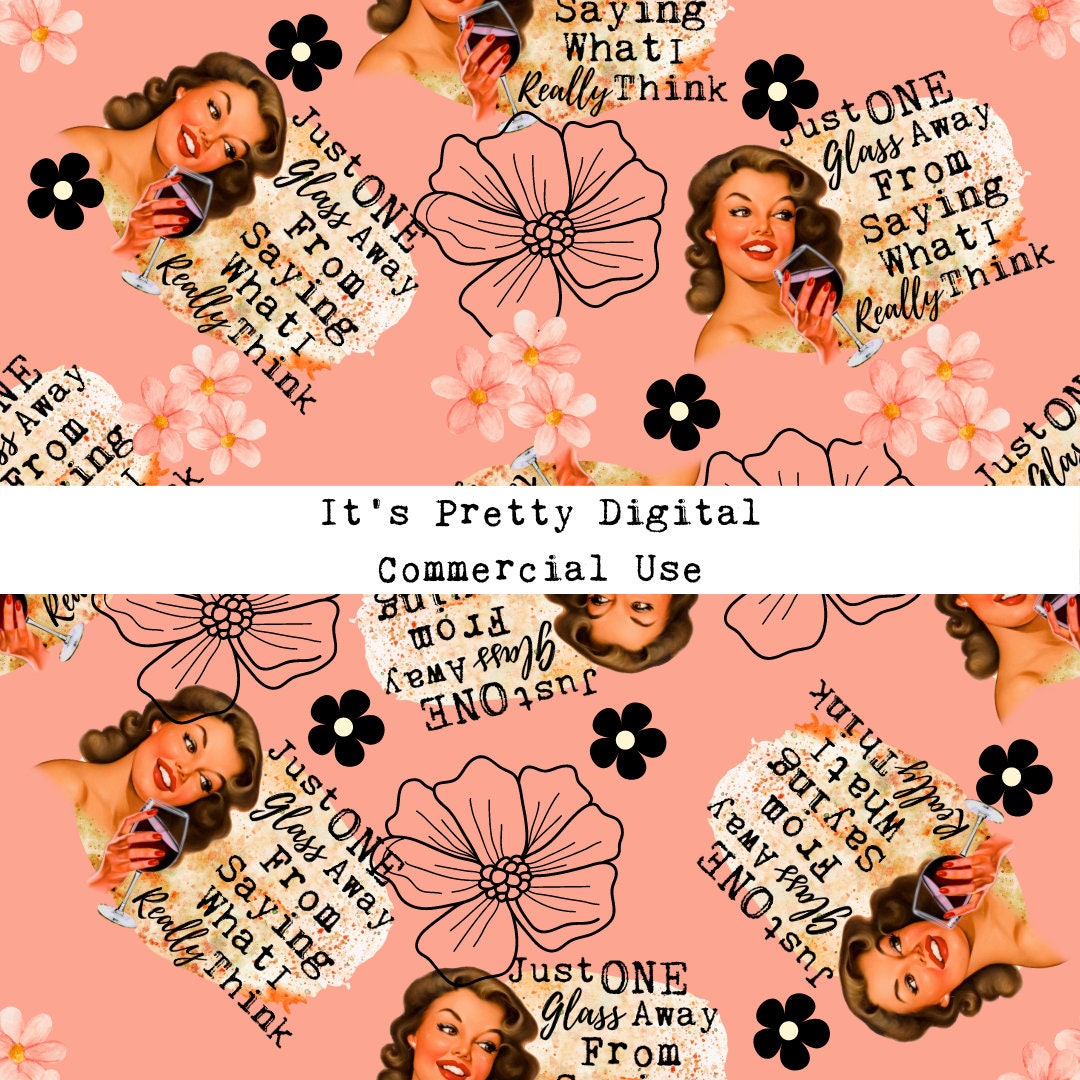 Retro Lady Seamless Repeat Digital Surface Pattern Sassy Housewives ...
