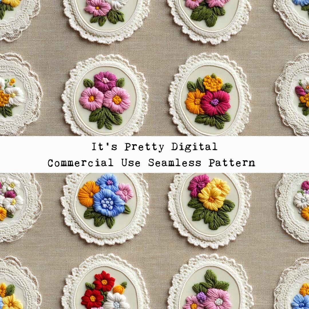 Realistic Clay Flower Floral Frames Seamless Repeat Pattern Design ...