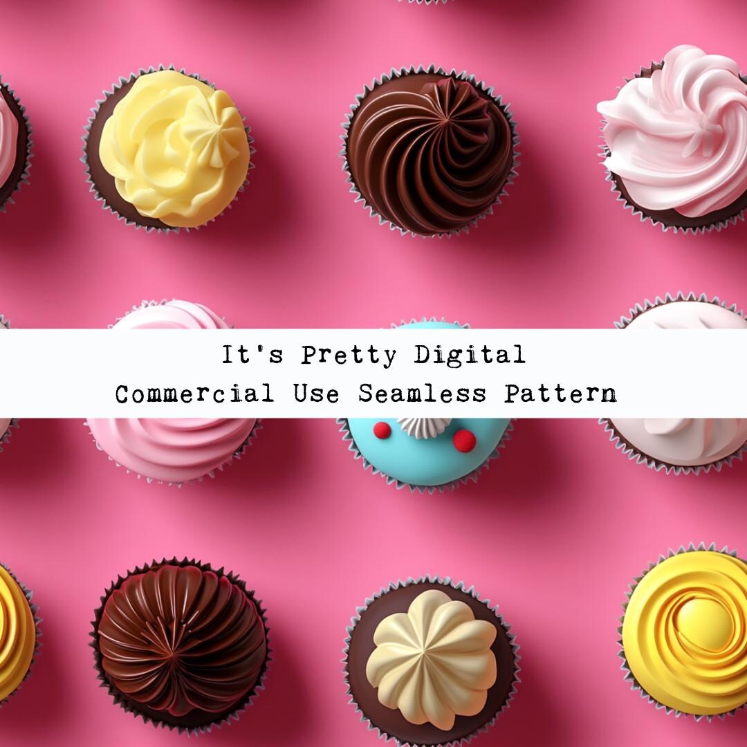 3d Realistic Iced Cupcakes Cake Seamless Repeat Pattern Design Custom ...