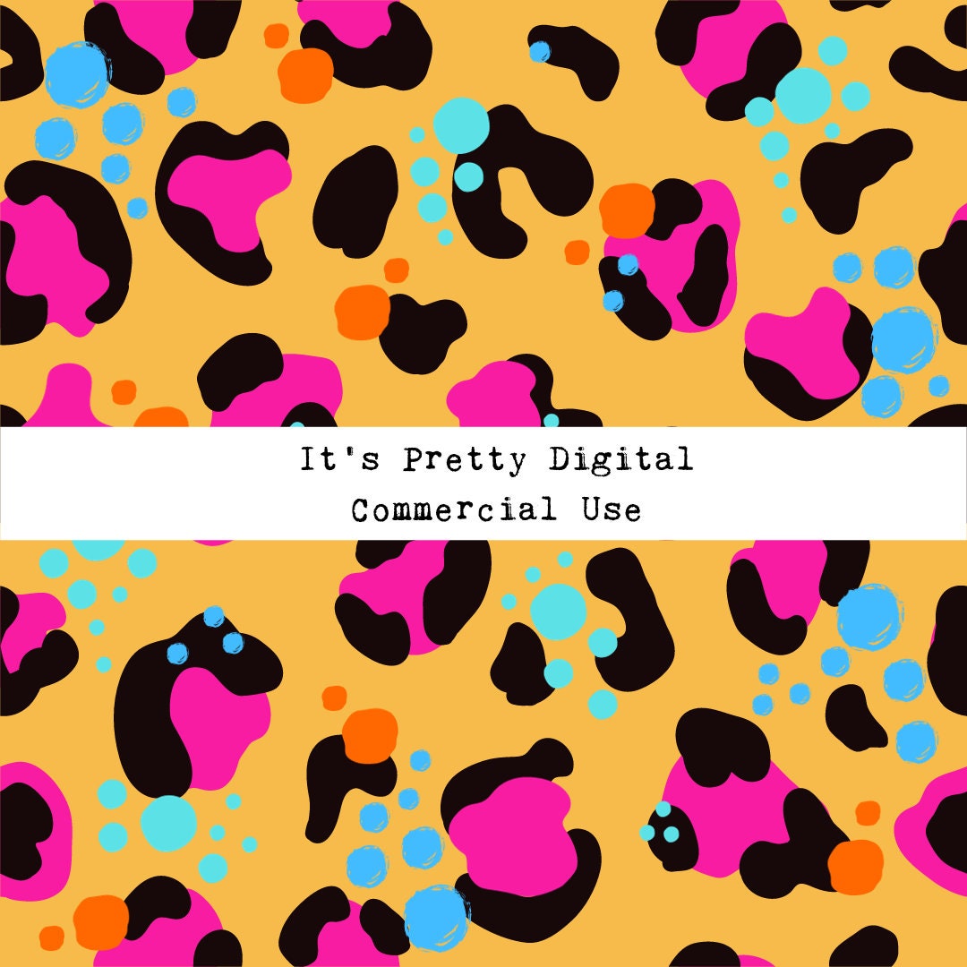 Rainbow Neon Leopard Print Seamless Pattern Fabric Design Digital ...