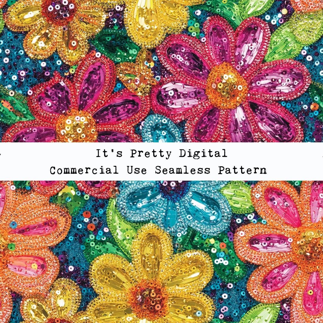 Glitter Sparkles Sequin Realistic 3d Textured Floral Flowers Seamless ...