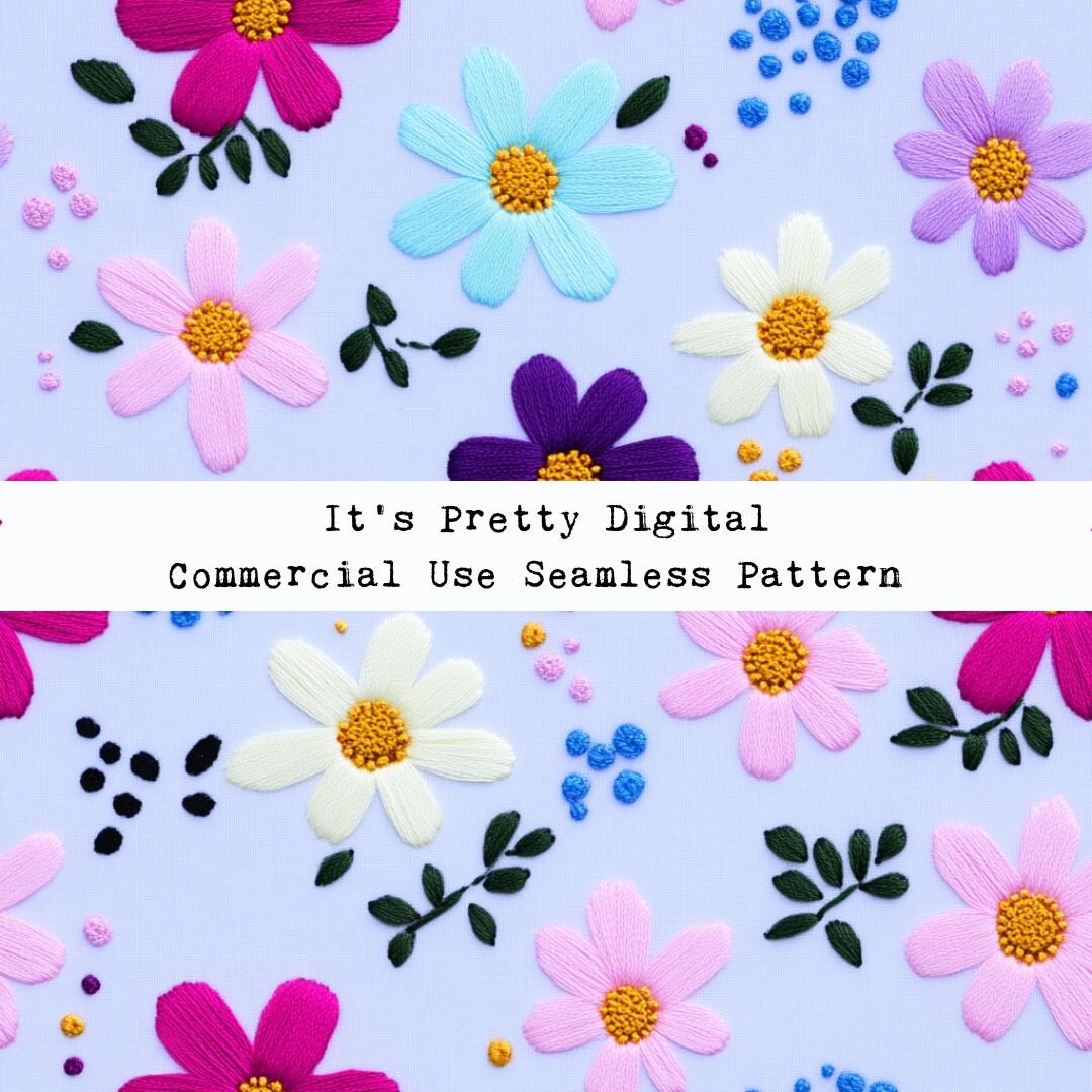 Realistic 3d Embroidery Effect Seamless Floral Pattern Design ...