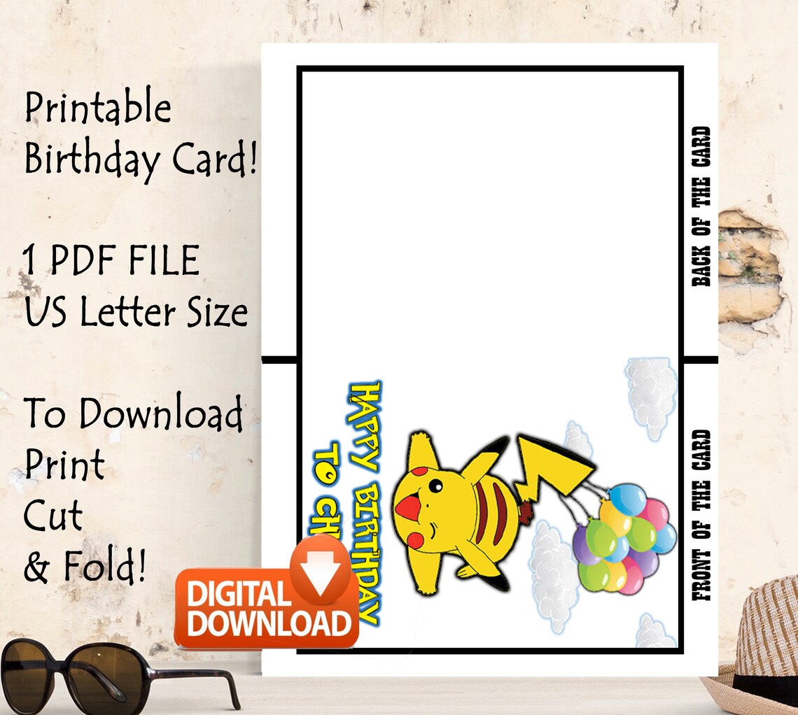 Pokemon Pikachu Happy Birthday Card for Anime Lovers and Kids - Etsy