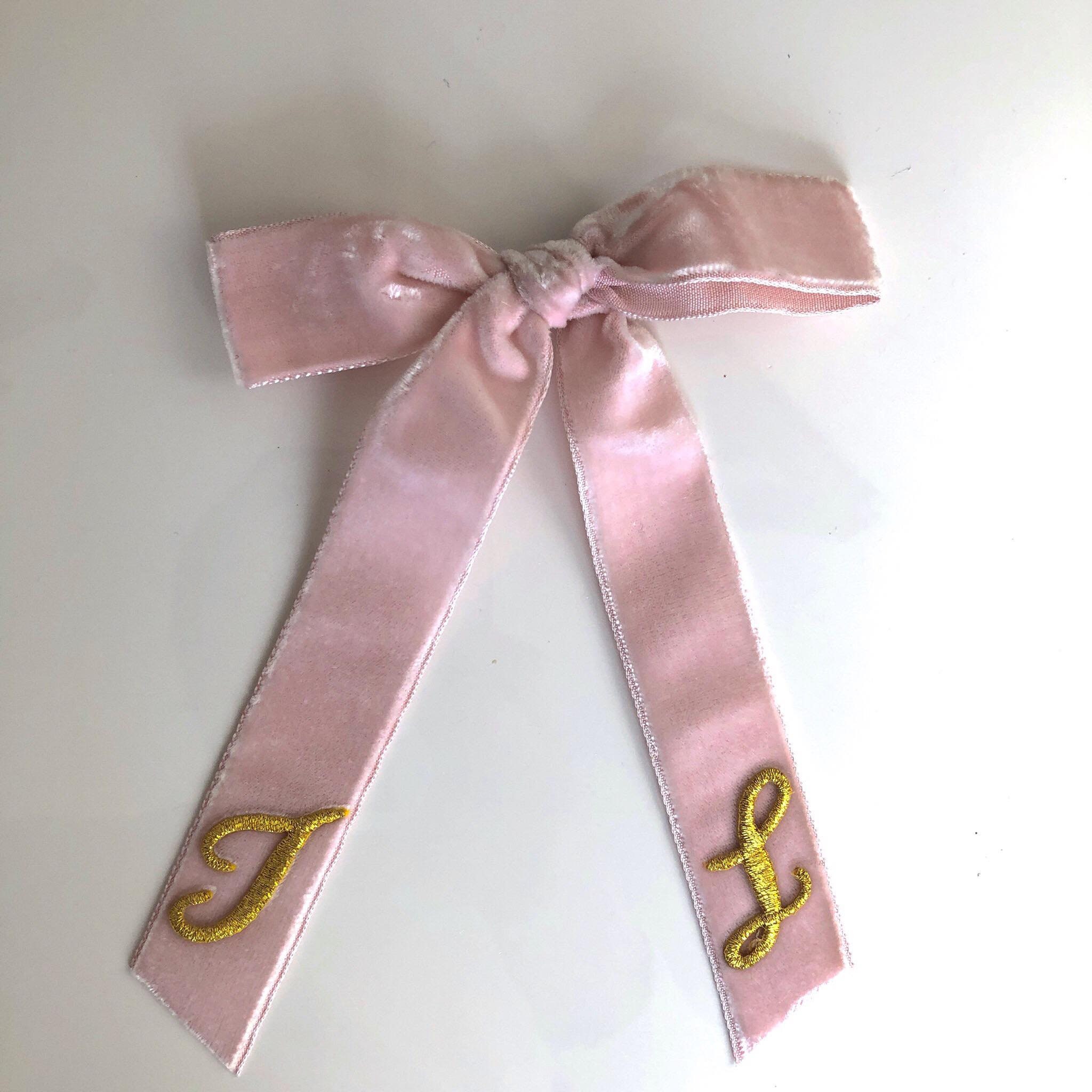 French Vintage Ribbon Custom Initial Hair Bow - Etsy
