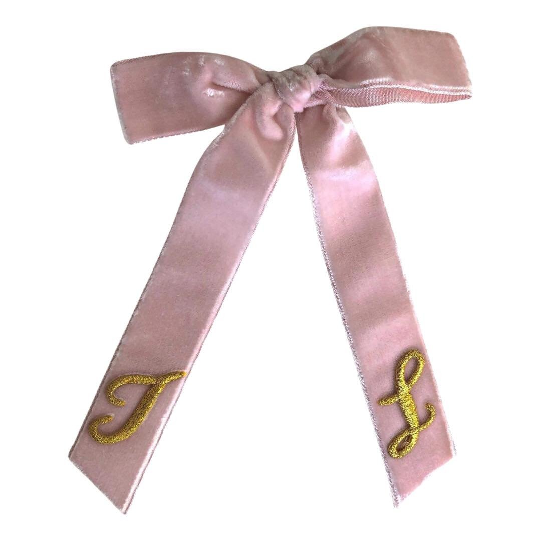 French Vintage Ribbon Custom Initial Hair Bow - Etsy