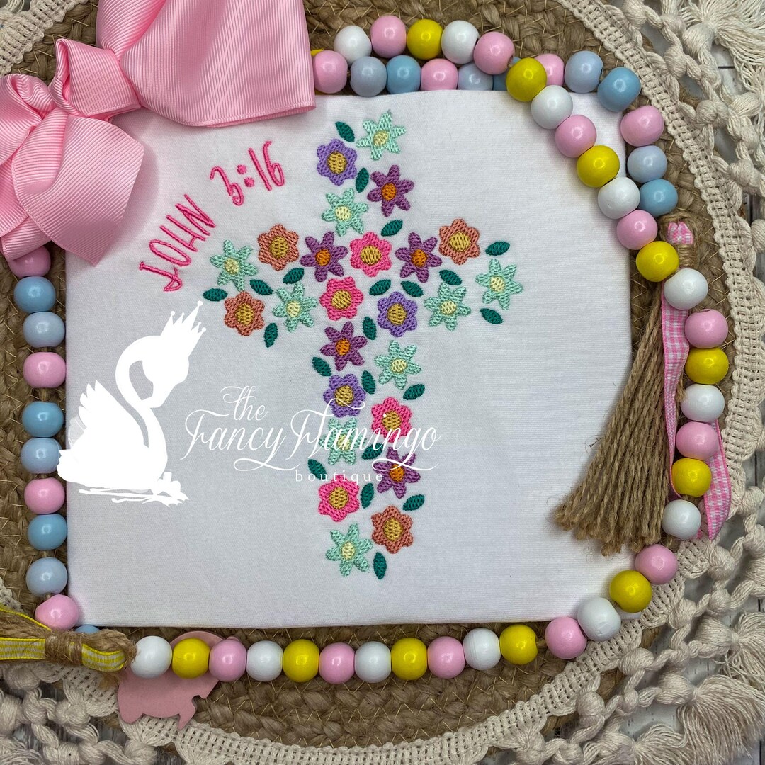 Easter Floral Cross Shirt, Personalized Christian Celebration Dress ...