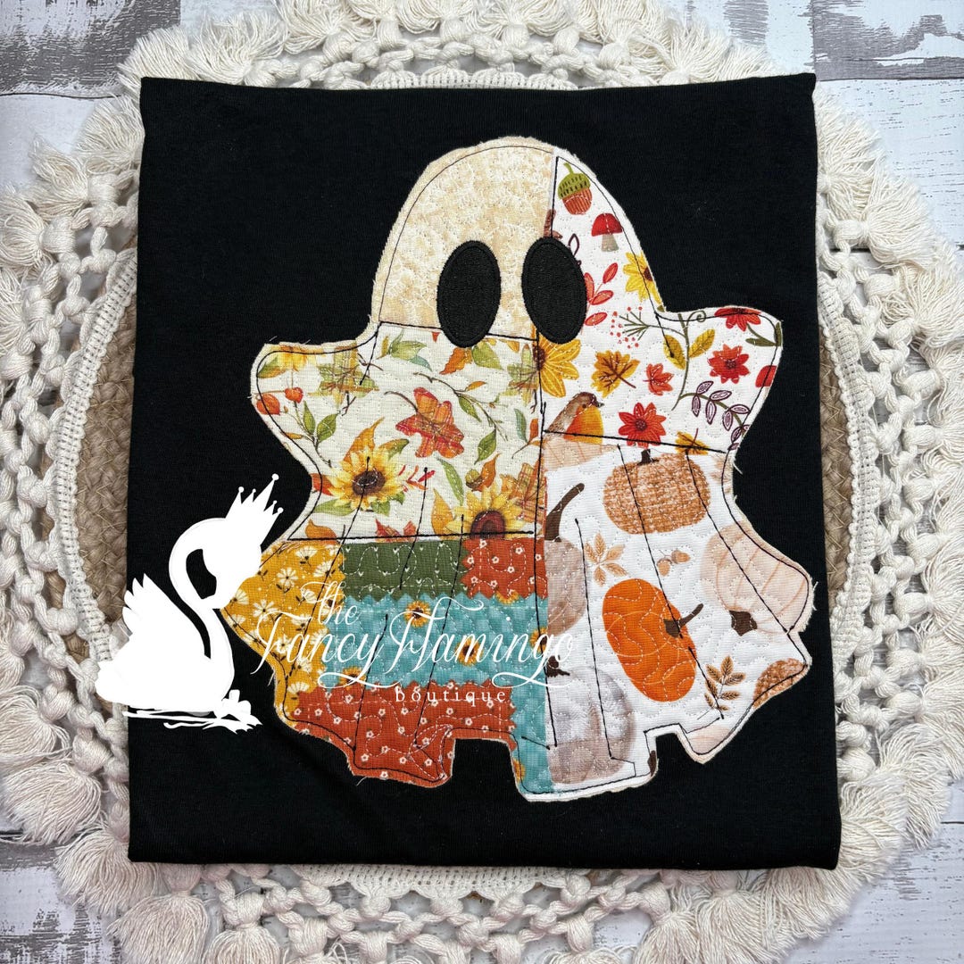 Quilted Ghost Shirt: Embroidered Halloween Applique Top - Etsy