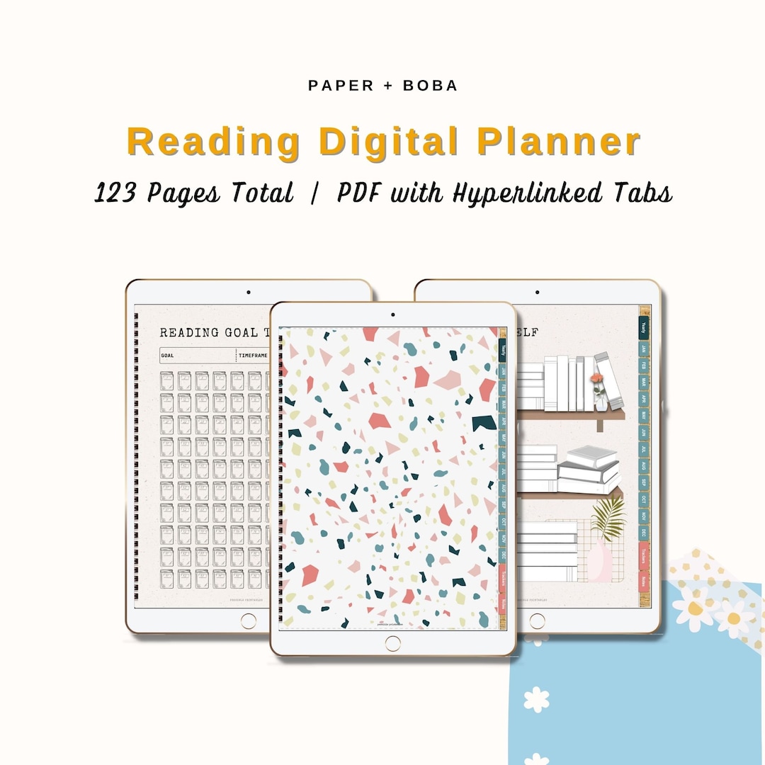 Boho Reading Journal Digital Planner. Book Reviews, Reading Goal ...