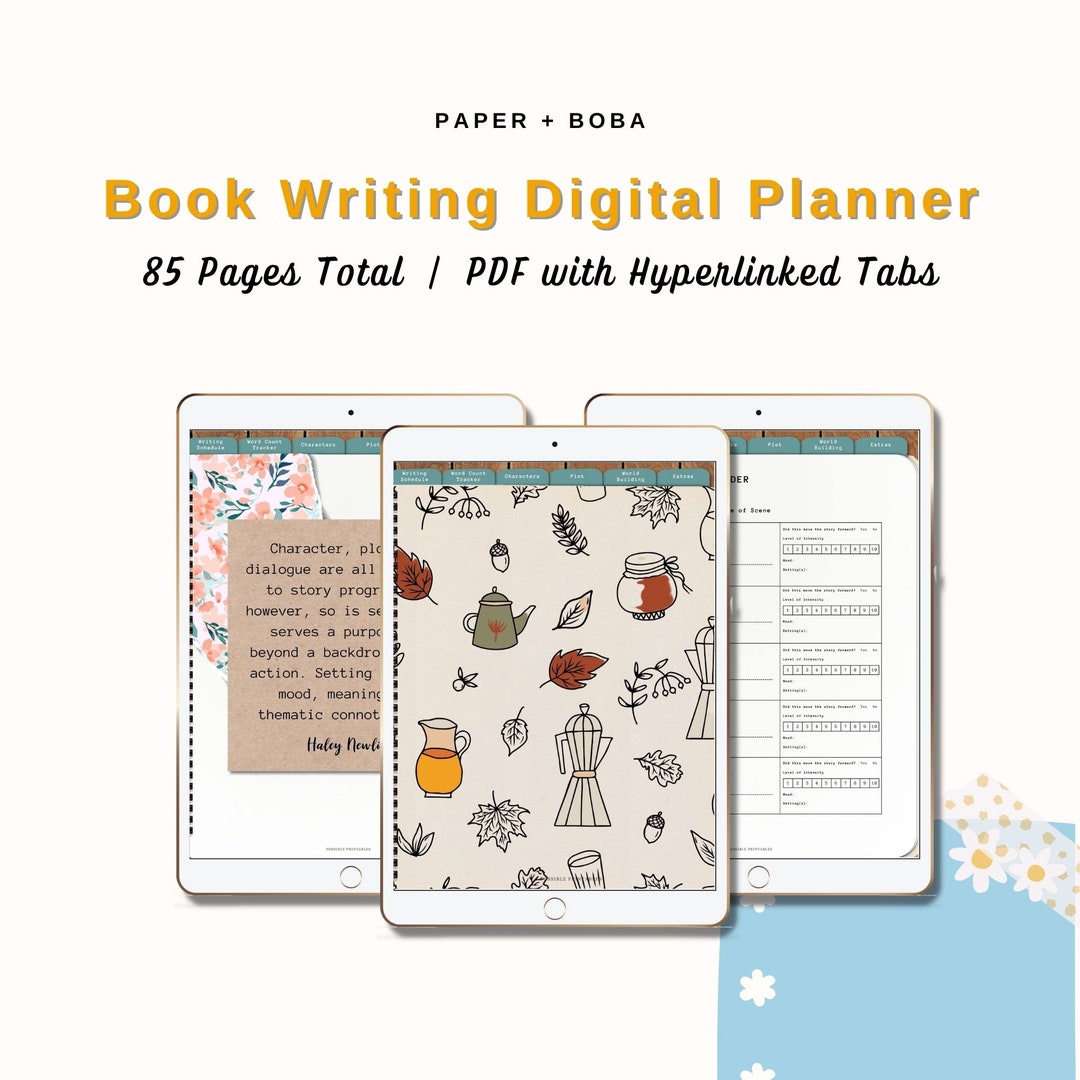 Book Writing Digital Planner for Writers & Authors. Character Profile ...