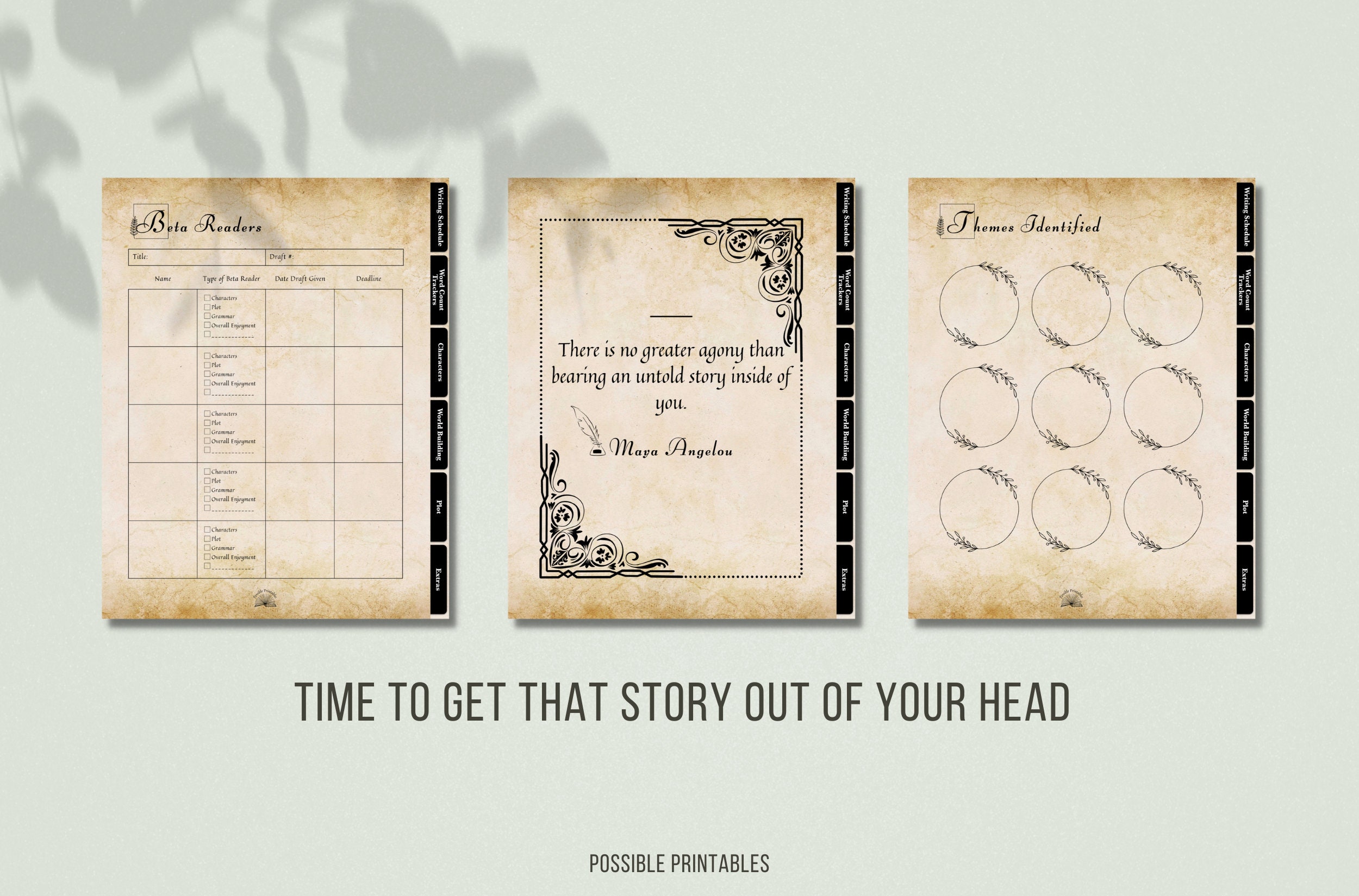 Digital Book Writing Planner for Fiction Writers. Character - Etsy