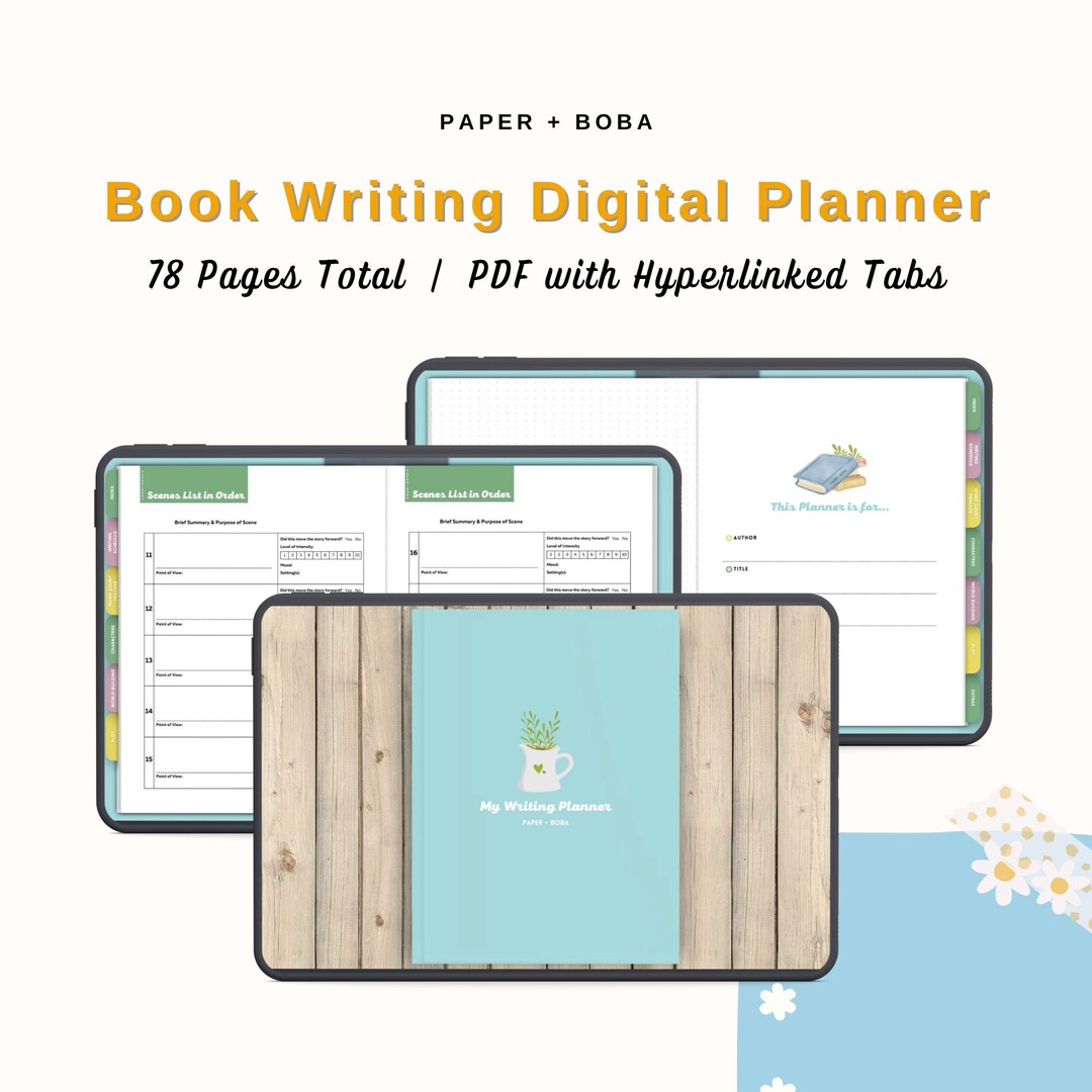 Landscape Book Writing Digital Planner. Planner for Writers & Nanowrimo ...