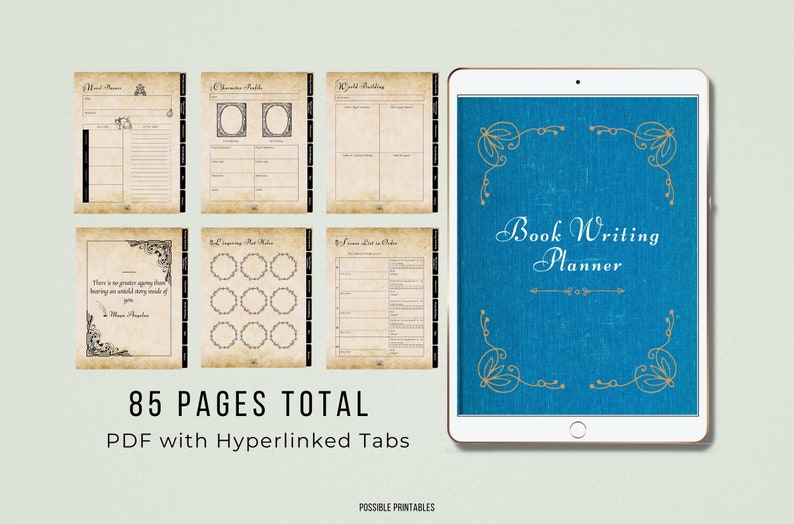 Digital Book Writing Planner for Fiction Writers. Character - Etsy