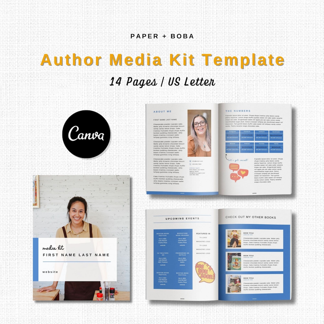 Canva Author Media Kit Template for Writers to Create Publicity Press ...