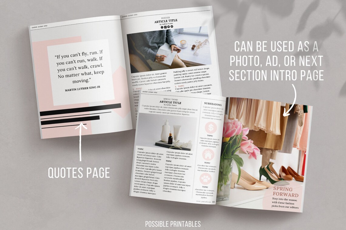 Canva Magazine Template For Small Business Owners Bloggers Etsy