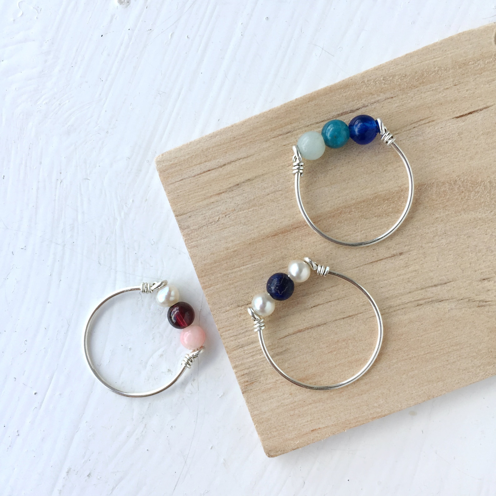 Personalized Three Stone Ring Custom Gemstone Stackable Ring | Etsy