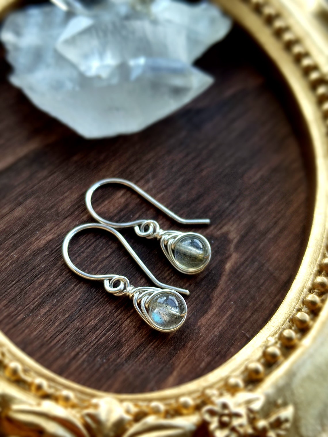 Tiny Labradorite Drop Earrings, 14K Gold Filled - Rose Gold Filled ...