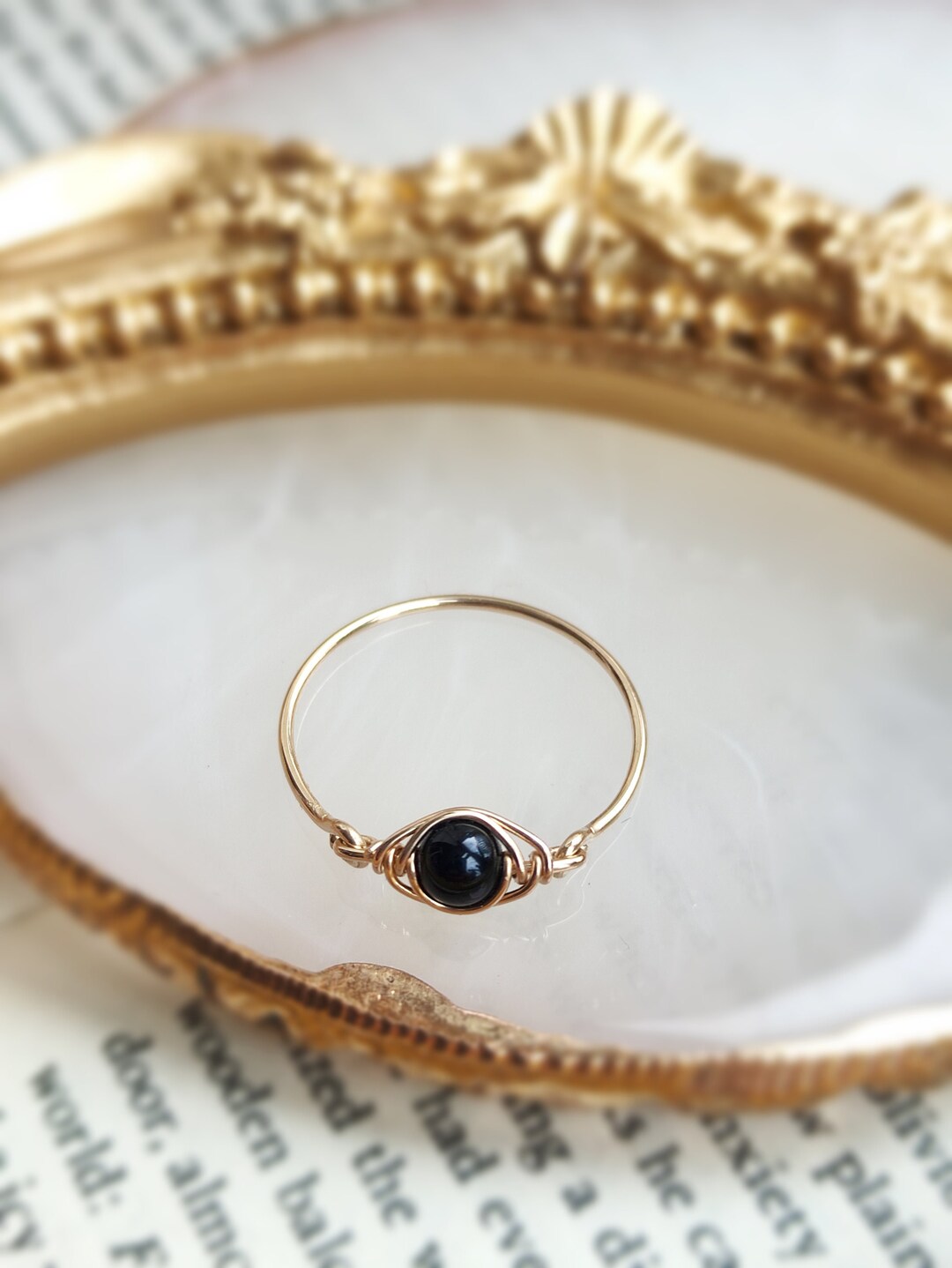 Black Tourmaline Eye Ring, 14K Gold - Rose Gold Filled - Sterling ...